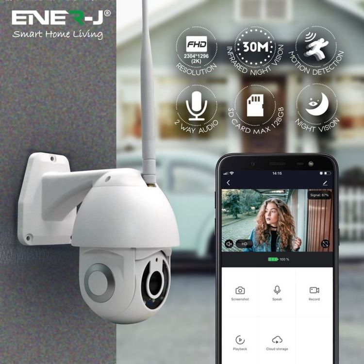 ENER-J Smart Wifi Outdoor Dome IP Camera IP65 White from £64.86